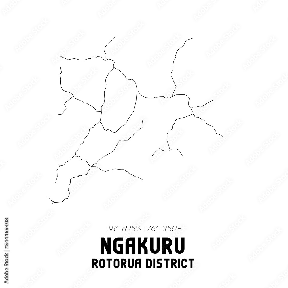 Ngakuru, Rotorua District, New Zealand. Minimalistic road map with ...