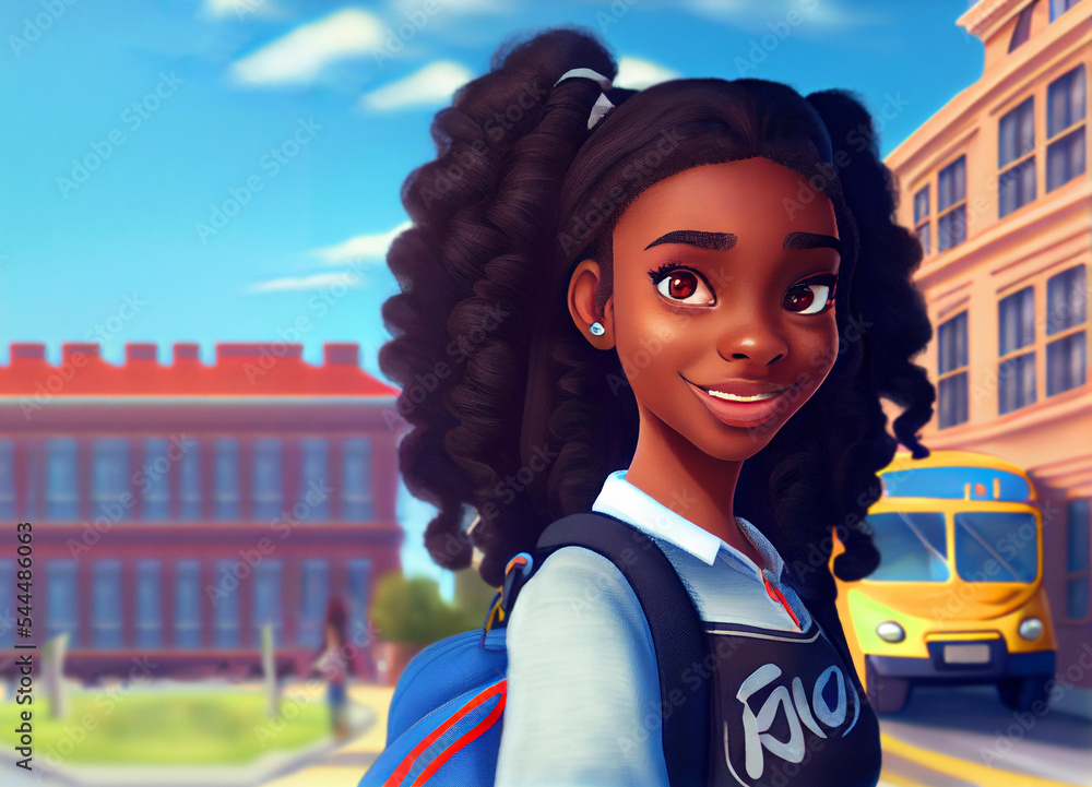 beautiful generic teen african american girl character portrait with ...
