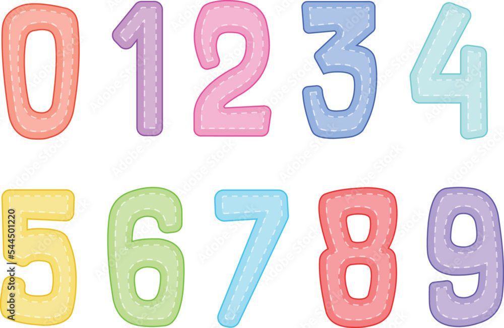 Cartoon numbers colored fun alphabet for school kids text clipart set ...