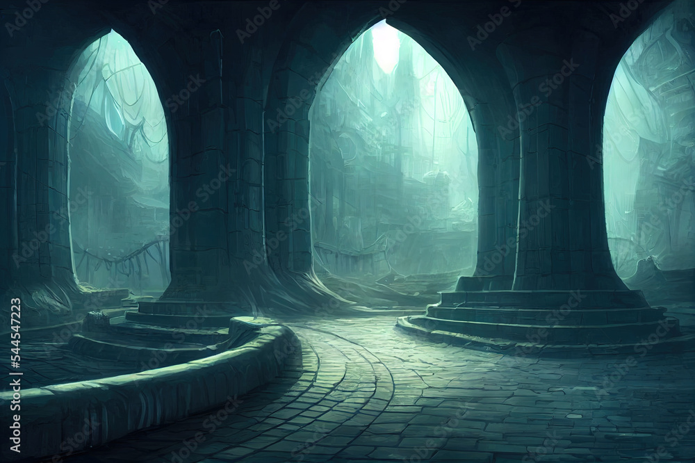 Underground City. Realistic Fantastic Scenes. Fantasy Nature Backdrop ...