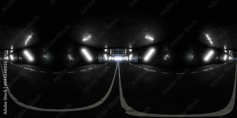 360 degree full panorama environment map of dark road highway ...