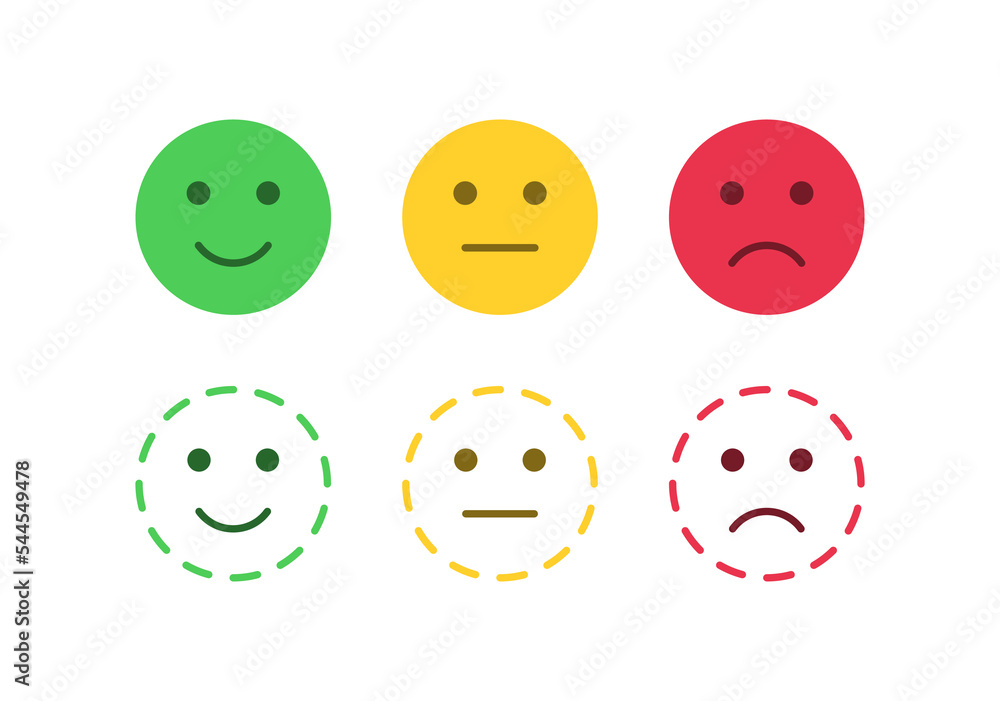 feedback emojis emoticons. smile, neutral, sad, emoji. emoticon level ...