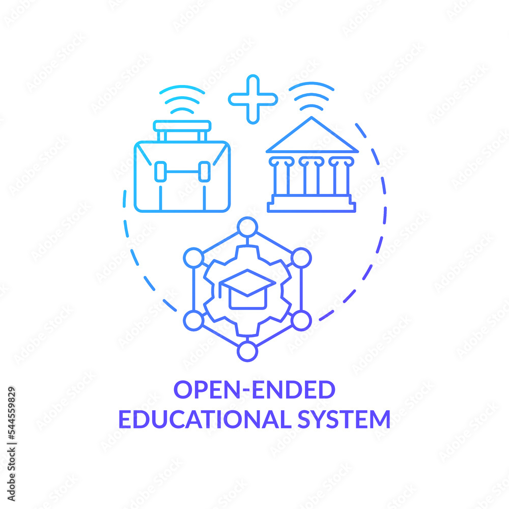 Open ended educational system blue gradient concept icon. Benefit of ...