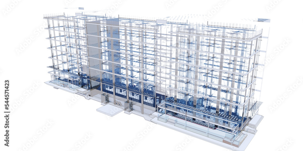 3D BIM model of reinforcement framework of the building PNG transparent ...