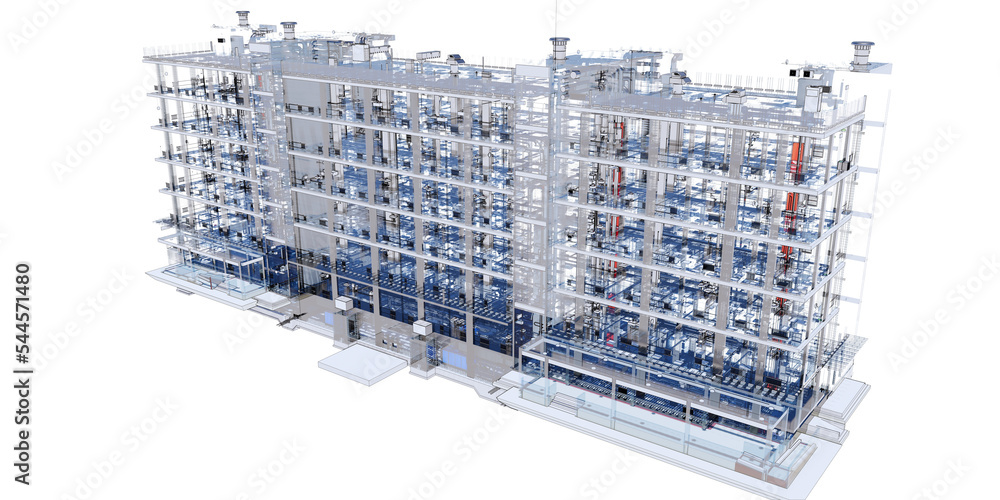 Conceptual visualization of the BIM model of the office building PNG ...