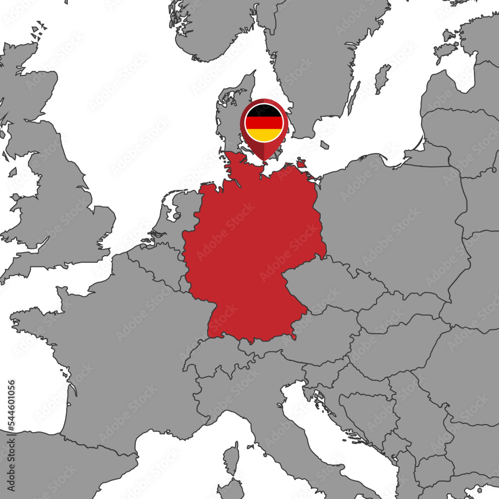 Pin map with Germany flag on world map.Vector illustration. Stock ...