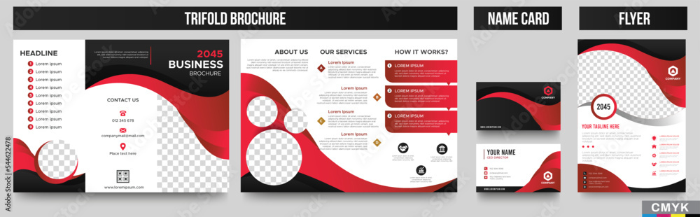 Business Trifold Brochure, Name Card and Business Flyer template ...