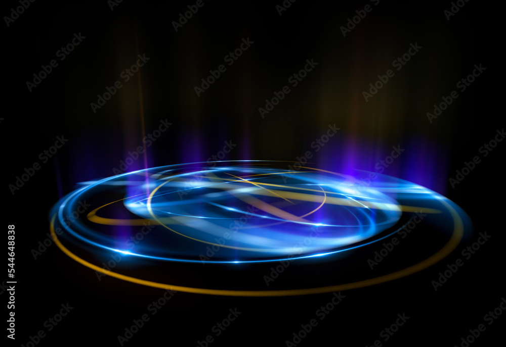 Glow swirl light effect. Circular lens flare. Abstract rotational lines ...