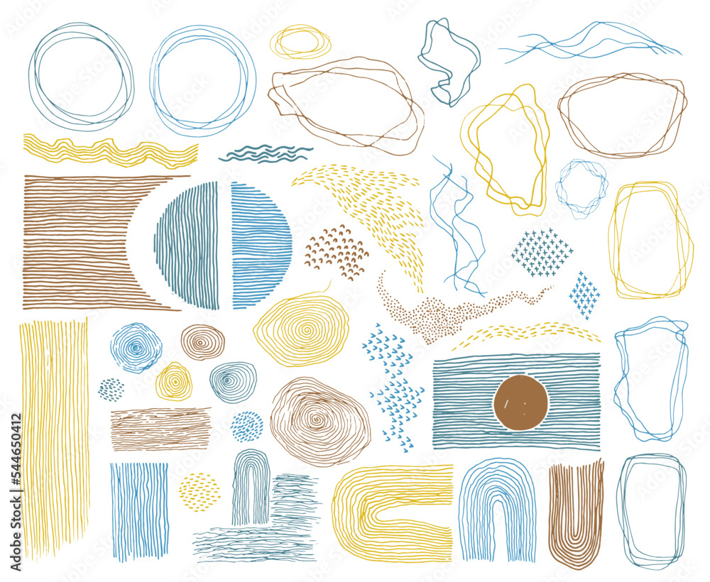 Scribble frames, lines and dots texture backgrounds vector collection ...