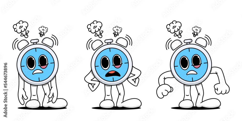 Set of alarm clock, stopwatch in a hurry. Business concept, deadline ...