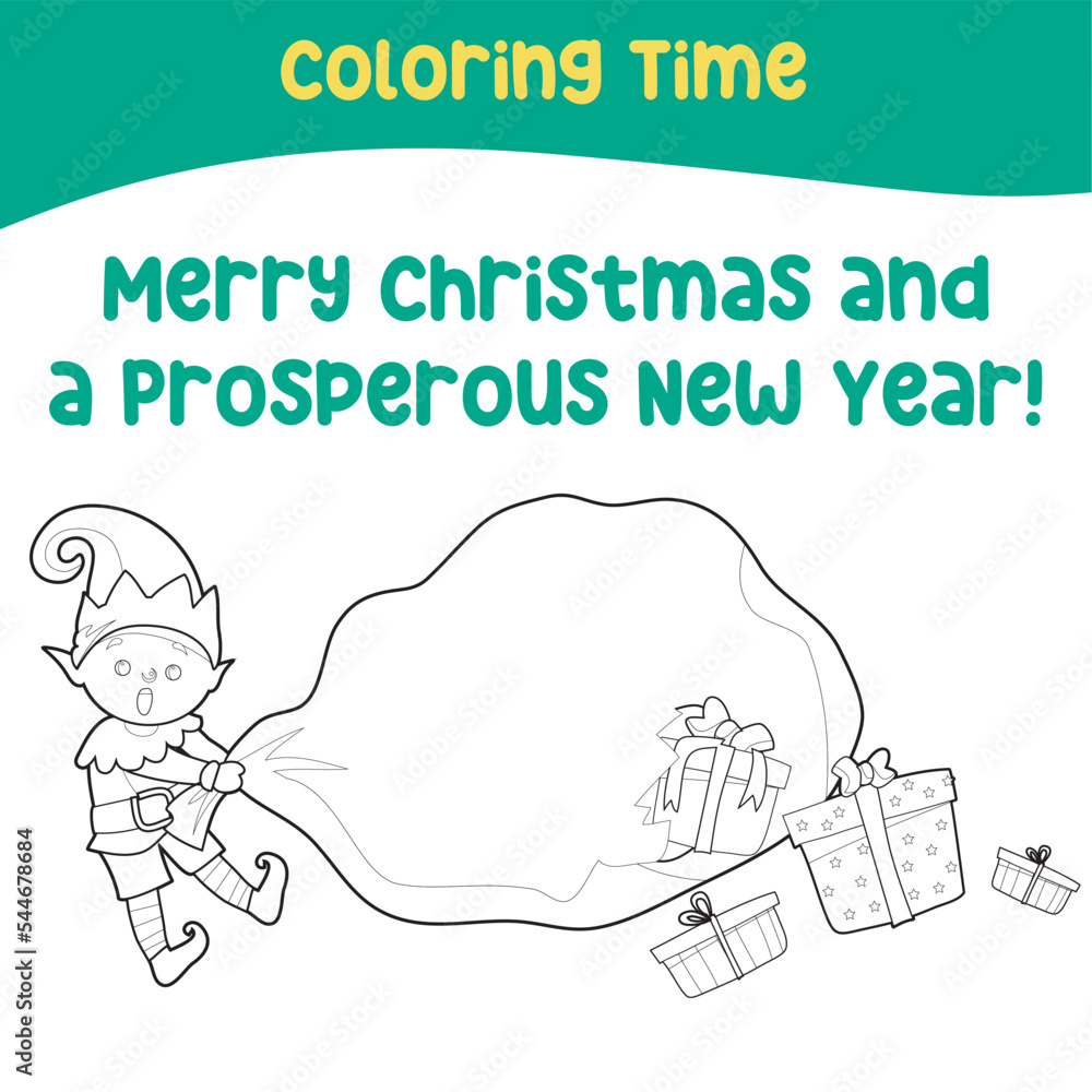 Coloring page Christmas edition. Cute and funny cartoon characters ...