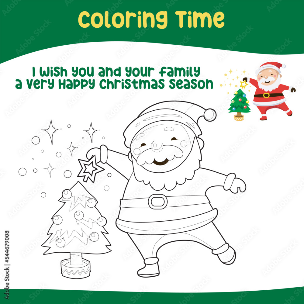 Coloring page Christmas edition. Cute and funny cartoon characters ...