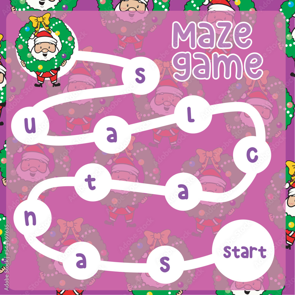 Maze game tracing the word orderly. Printable Christmas theme maze game ...