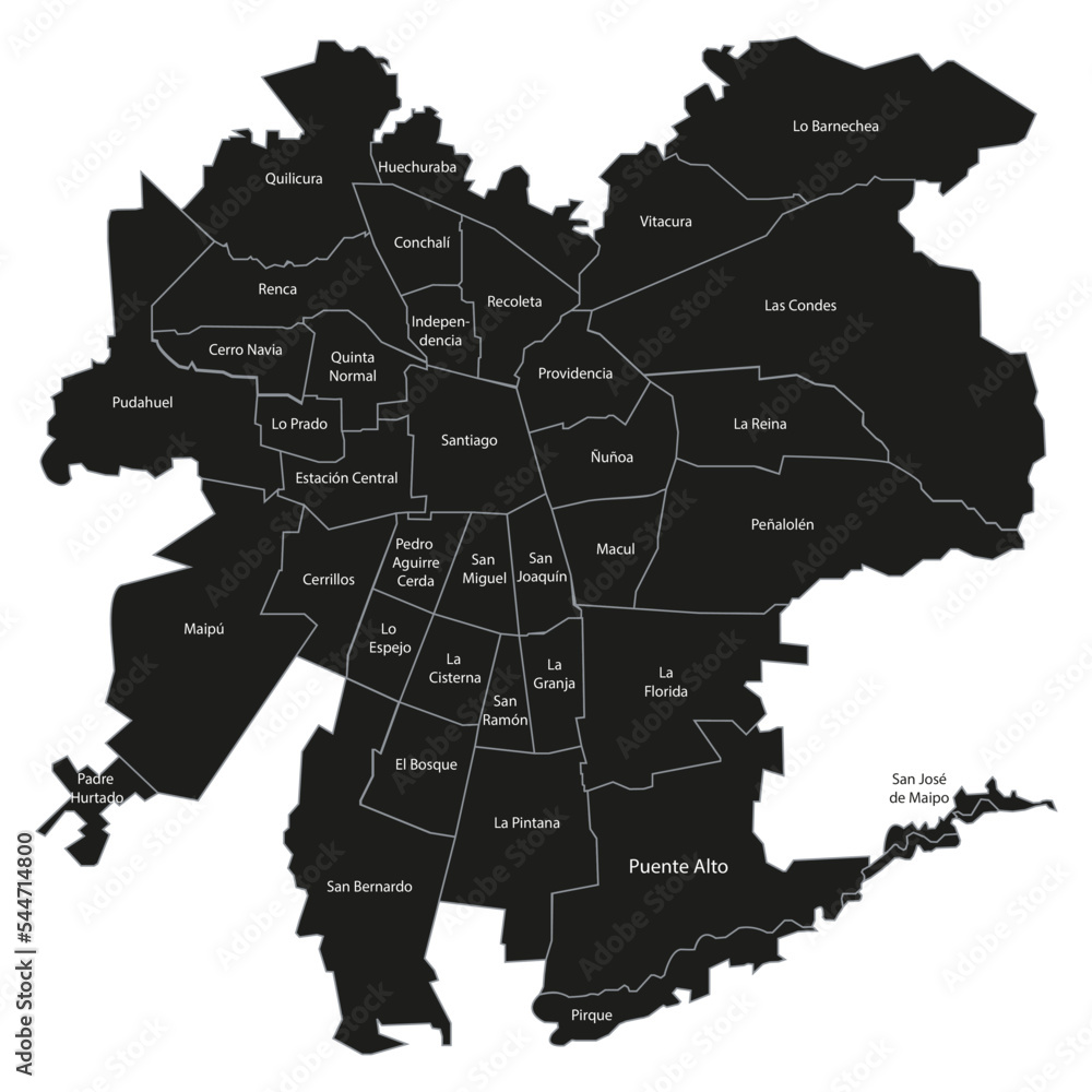 Vector de Stock MAPA REGION METROPOLITANA DE SANTIAGO DE CHILE | Adobe ...