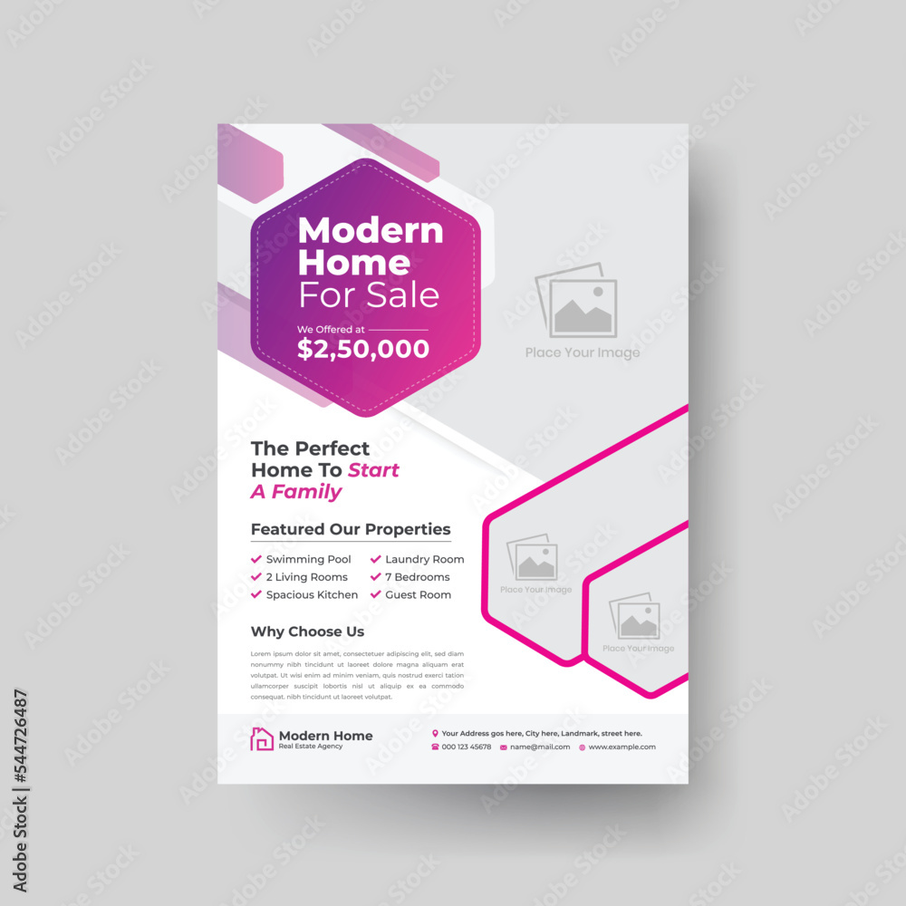 Real estate business marketing flyer A4 template, Modern & luxury ...