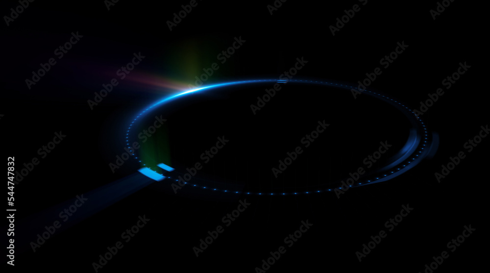 Glow swirl light effect. Circular lens flare. Abstract rotational lines ...