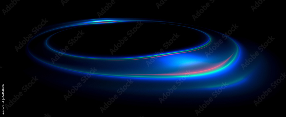 Glow swirl light effect. Circular lens flare. Abstract rotational lines ...