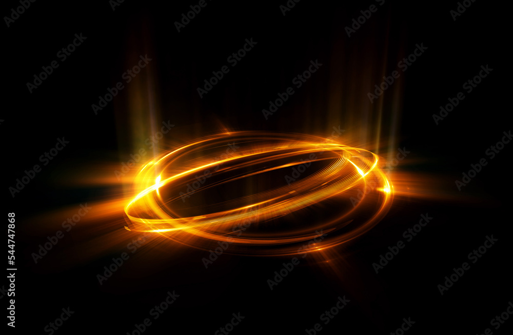 Glow swirl light effect. Circular lens flare. Abstract rotational lines ...