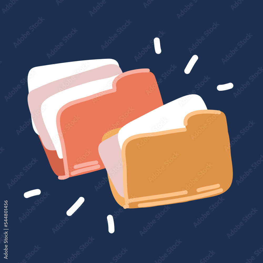 Cartoon vector illustration of open folder icon. Folder with documents ...