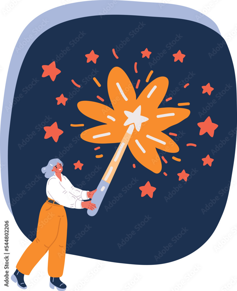 Cartoon vector illustration of Hand Holding a Magic Wand. Fairy casting ...