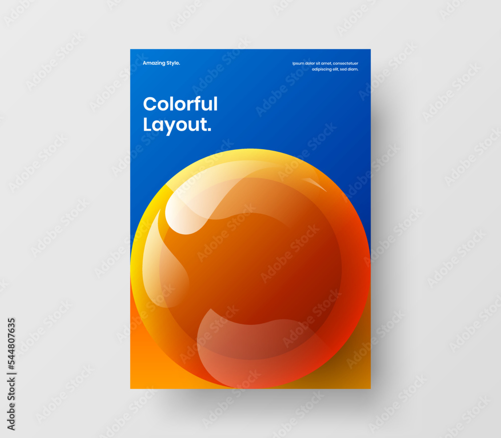 Amazing realistic spheres front page template. Vivid book cover A4 ...