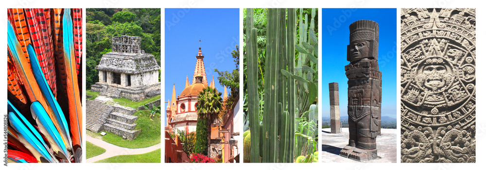 Collection of vertical banners with famous landmarks of Mexico ...