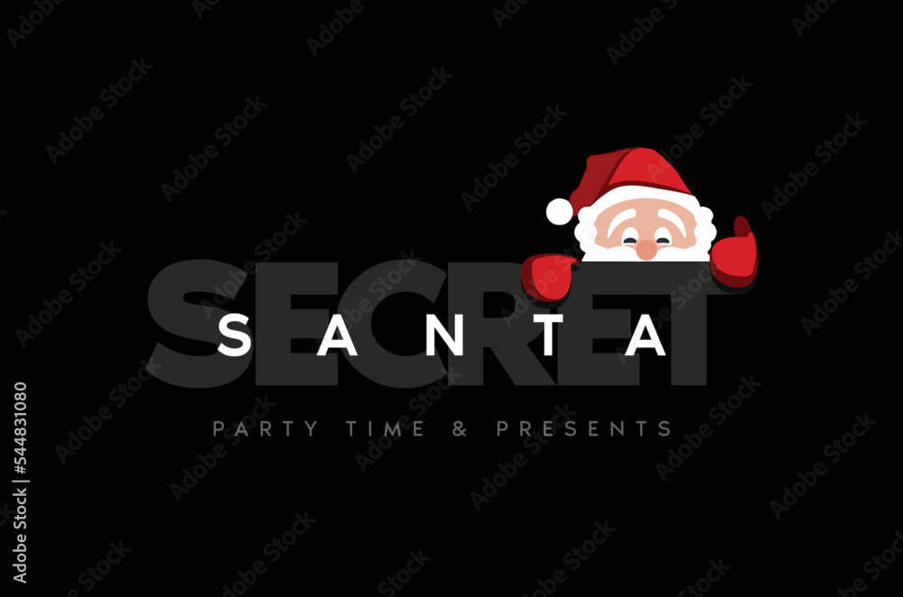 Secret Santa invitation template with Santa Claus hat. Vector ...