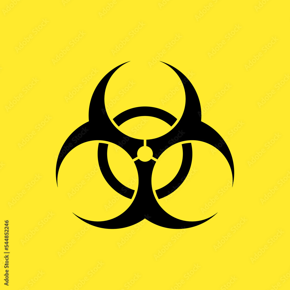 Biohazard Symbol on yellow background. Hazard warning symbol on yellow ...