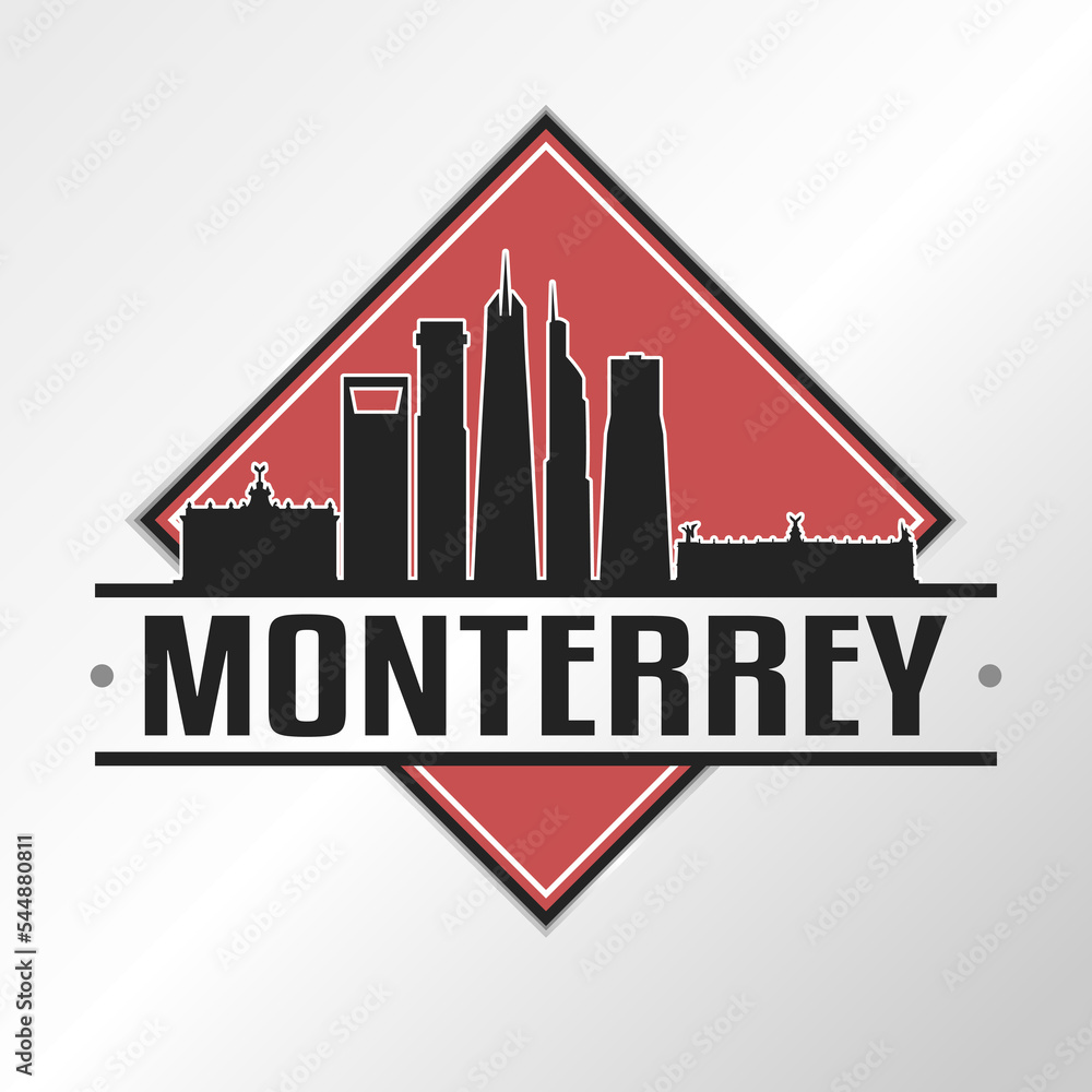 Vector de Stock Monterrey, Nuevo Leon, Mexico Skyline Logo. Adventure ...
