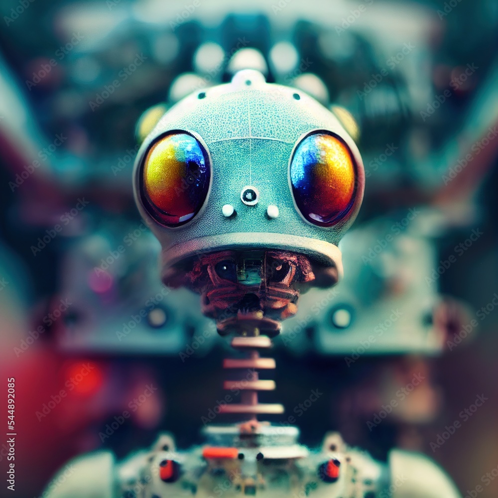 cyborg Humanoid robot stylized digital 3D illustration Original concept ...
