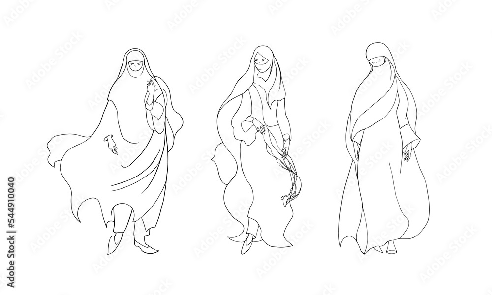 Sketch of traditional Muslim clothing. It can be used to design clothes ...