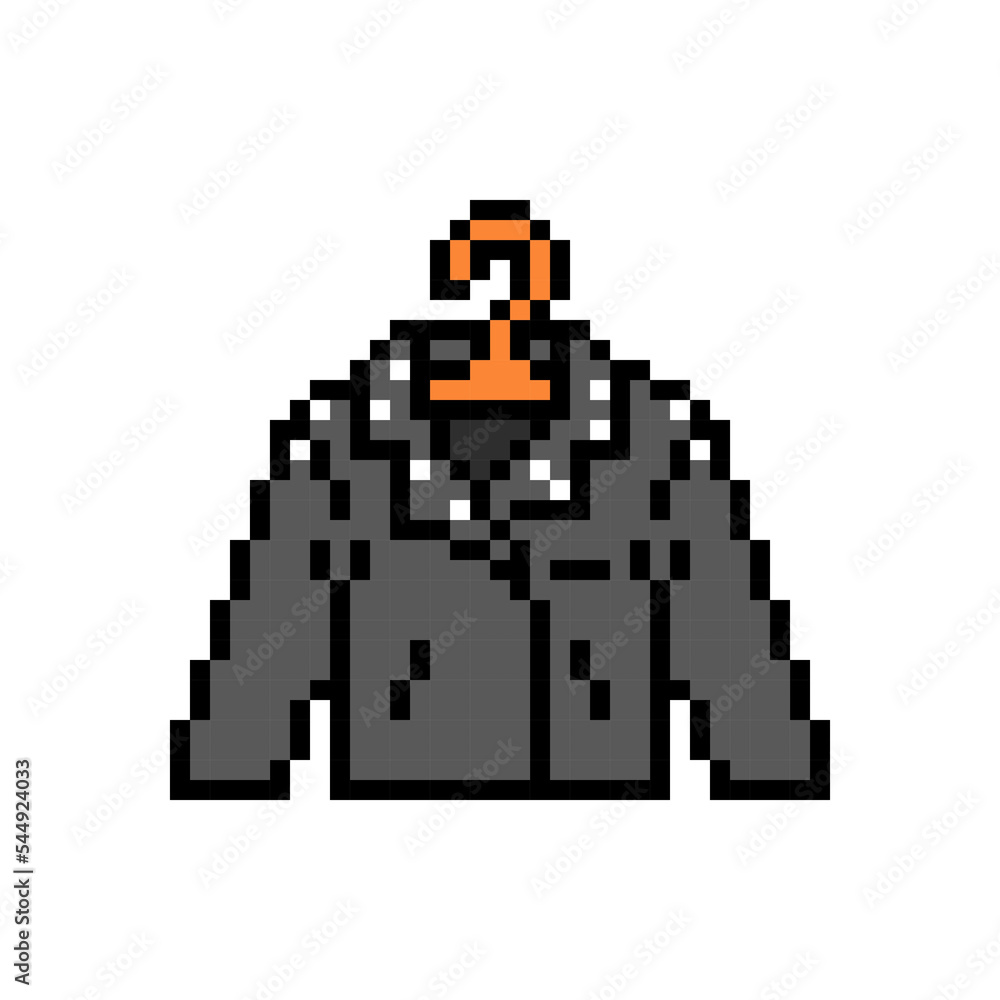 Pixel art black leather punk rock jacket with spikes on a hanger ...
