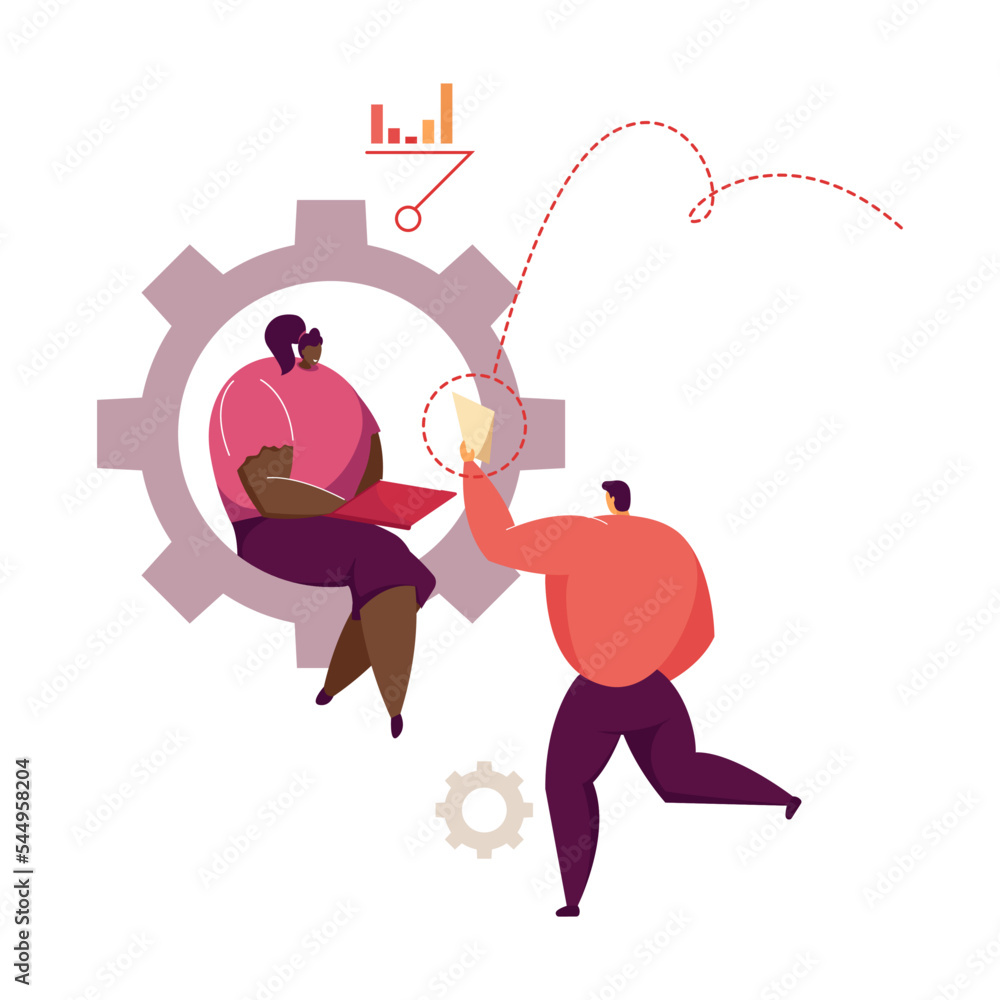 Business people working together in team flat vector illustration ...