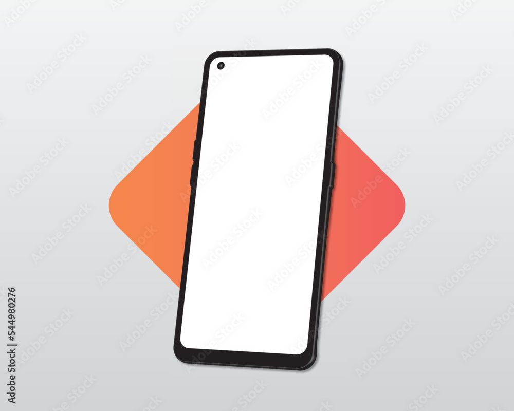 Vektor Realistic Smartphone blank screen, phone mockup. rotated position, 3d isometric ...