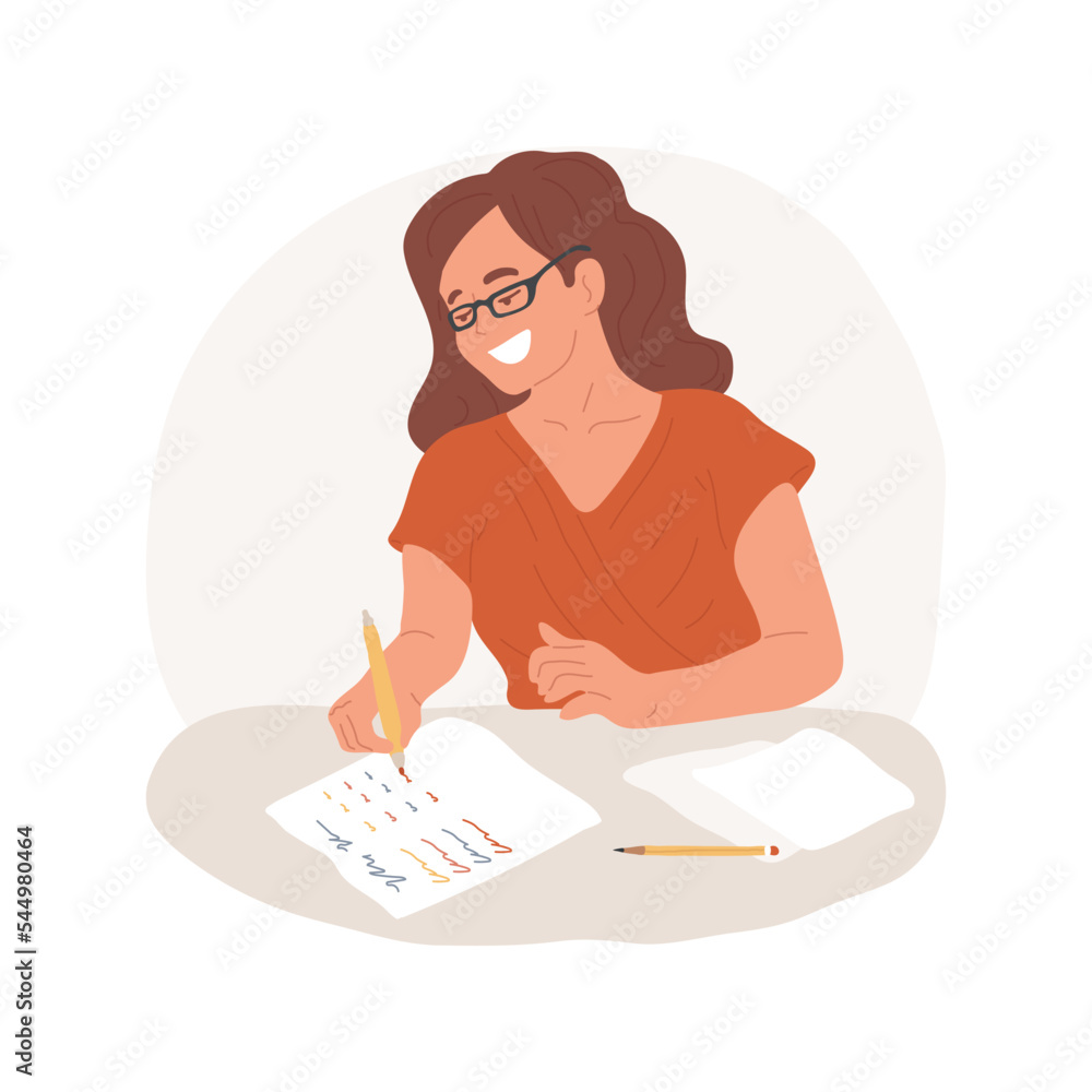 Writing a report card isolated cartoon vector illustration. Student ...