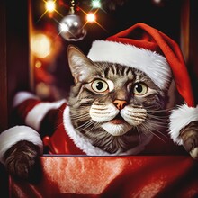 Maine Coon Cat Christmas Art Free Stock Photo - Public Domain Pictures