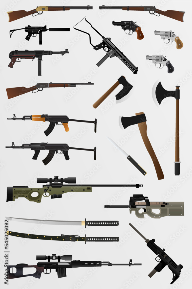 Military weapons, war axes, blades and swords / Ai Illustrator Stock ...