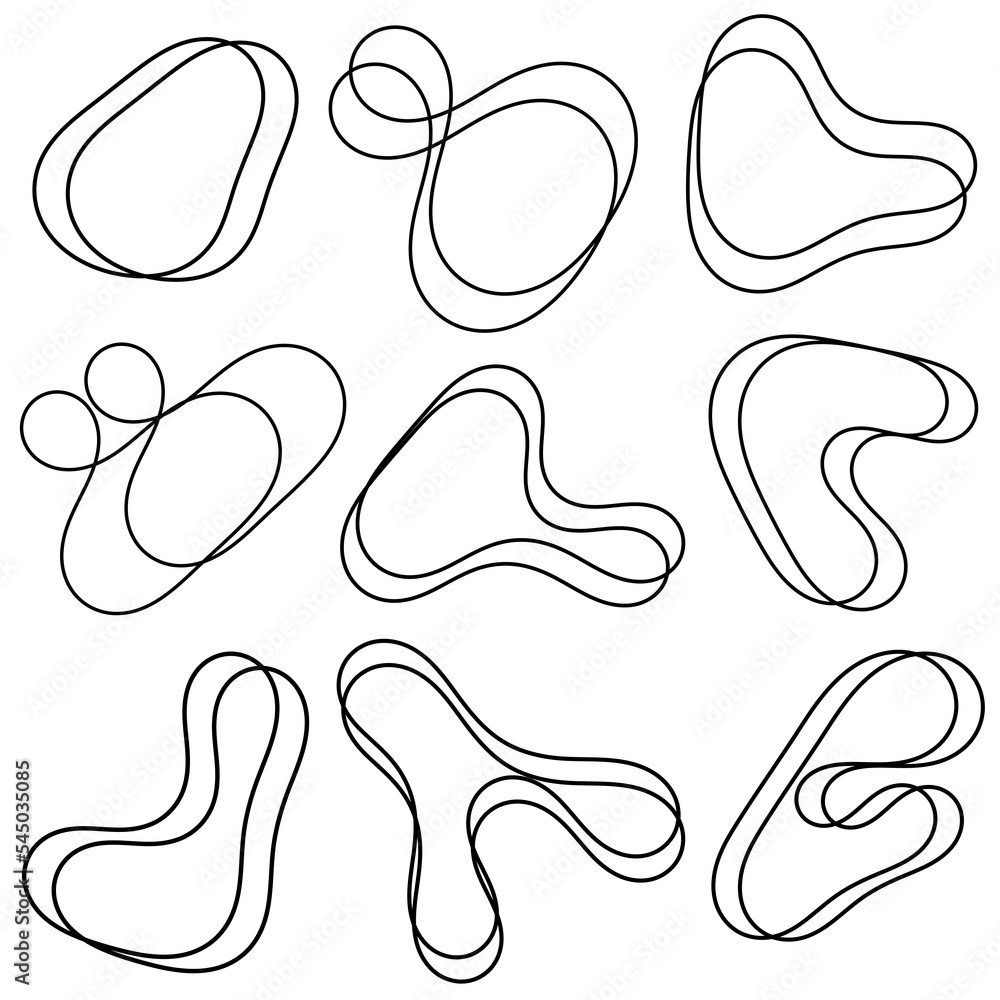 Vektor Organic abstract random shapes of blob using three outline for ...