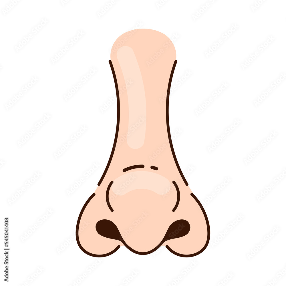 Nose of white person with big nostrils cartoon illustration. Nose of ...