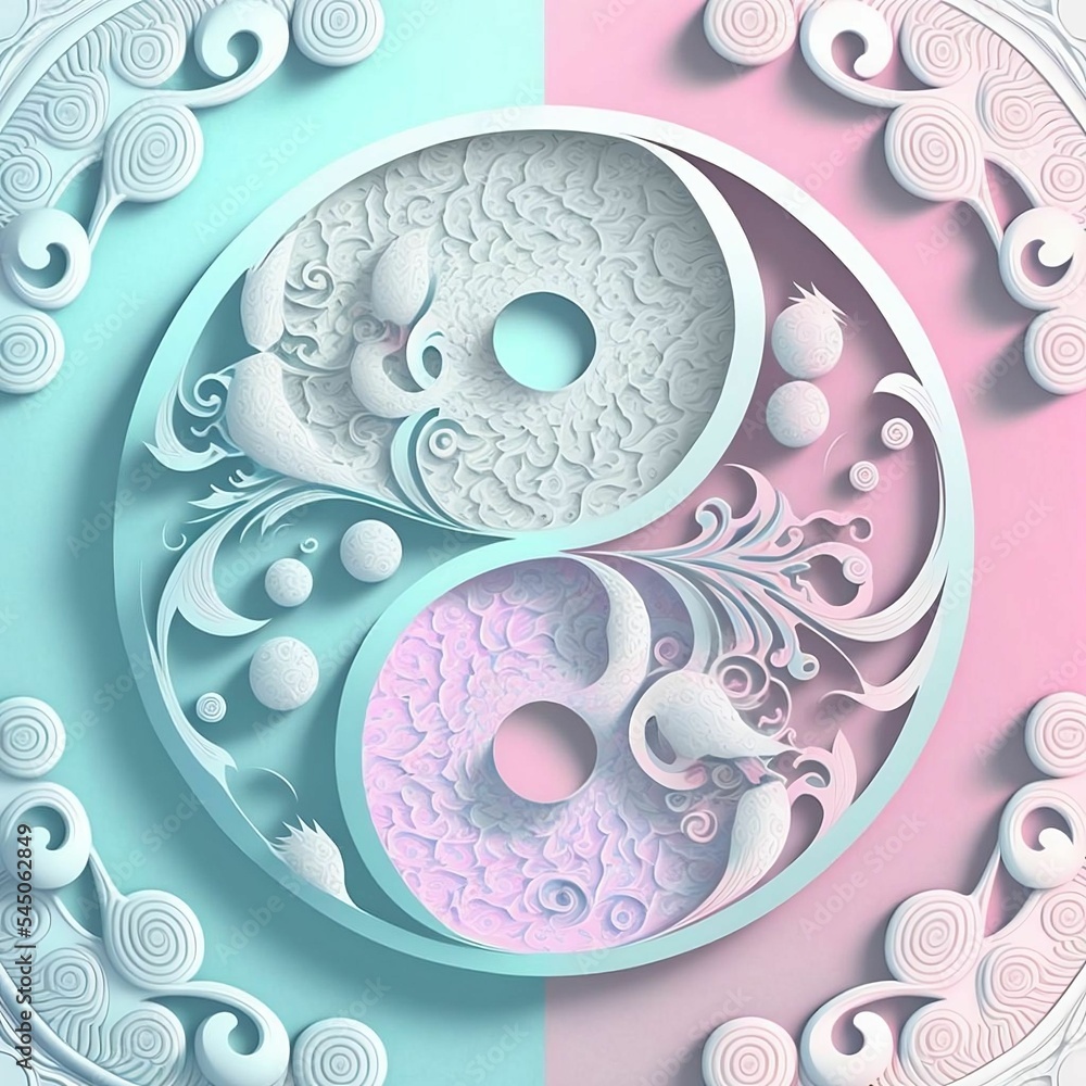 Pastel Paper Lace Swirling Ying Yang Symbol Artwork Texture | Created Using Midjourney and ...