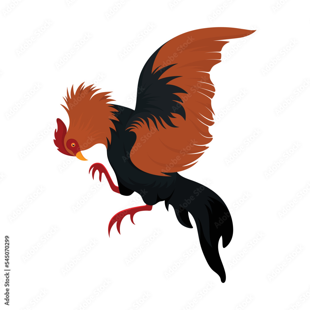 Rooster Chicken Fighting Pose Cartoon Vector Illustration 素材庫向量圖 ...