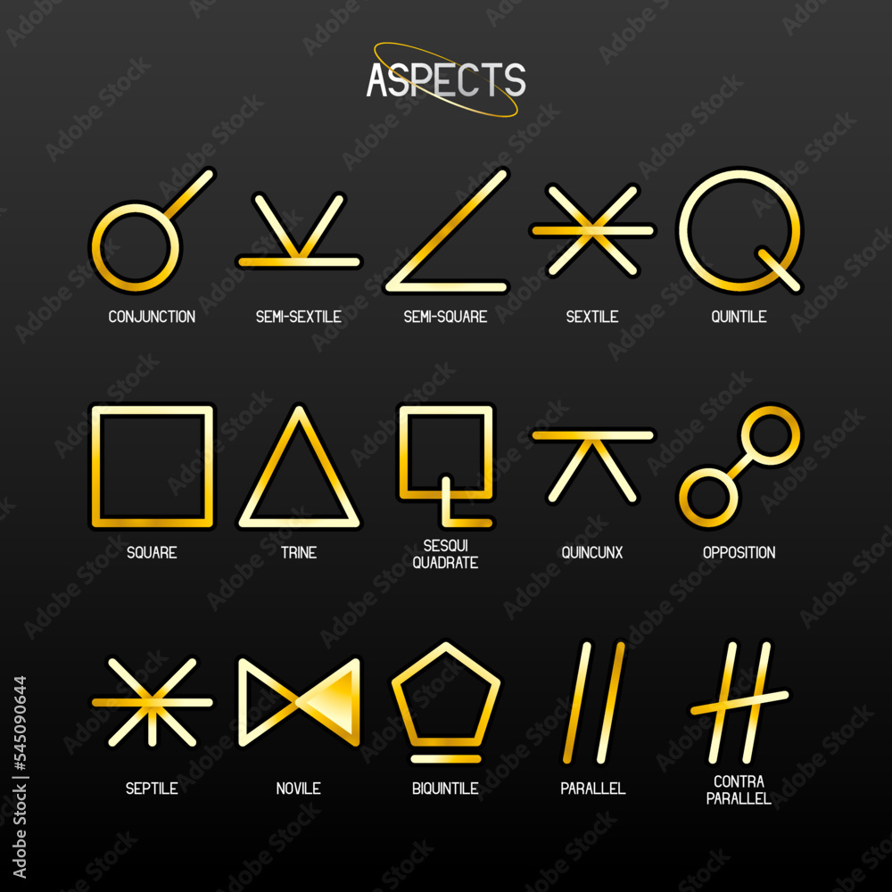 ASPECTS zodiac horoscope thin line label linear design esoteric ...