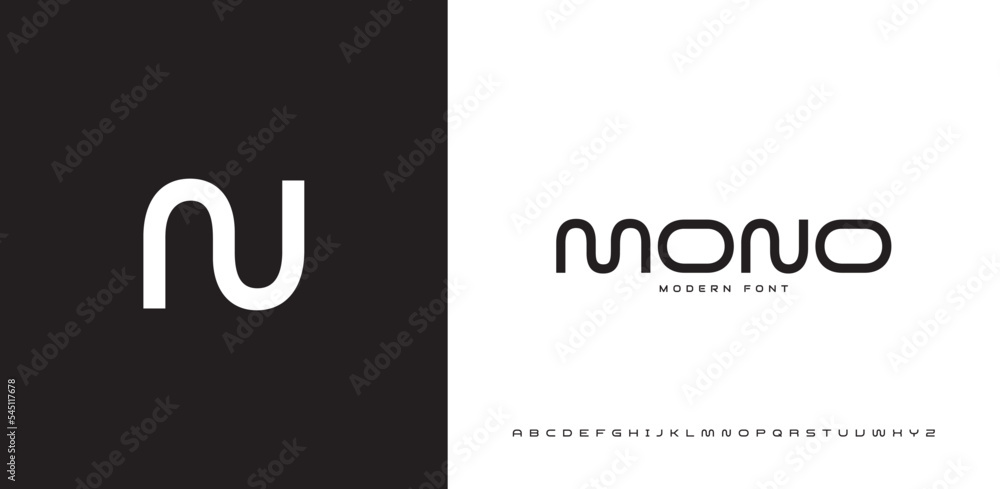 Tech font typography alphabet letters. Future logo typo. Minimal urban ...