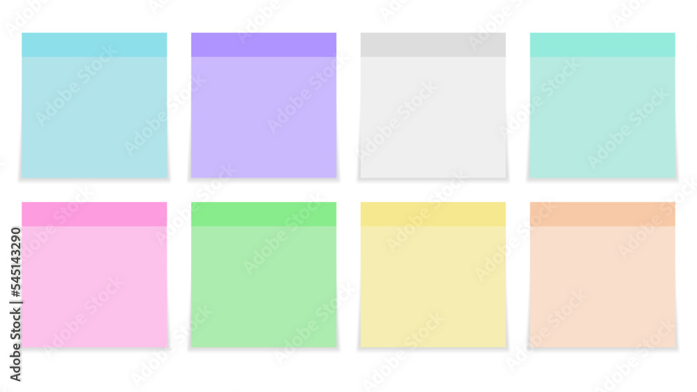 Set of colorful sticky notes in flat style design with shadow effect ...
