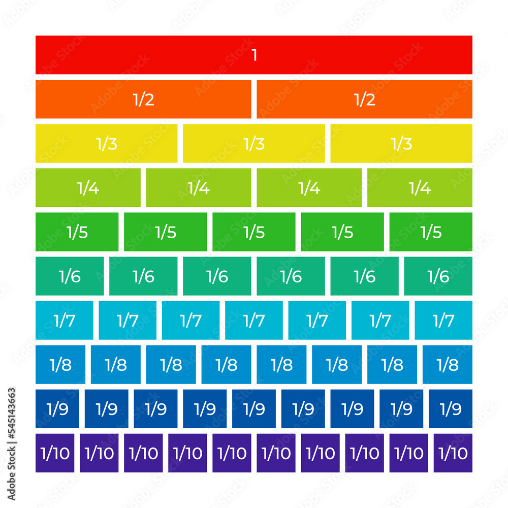 Vector illustration of fraction tiles isolated on white background ...