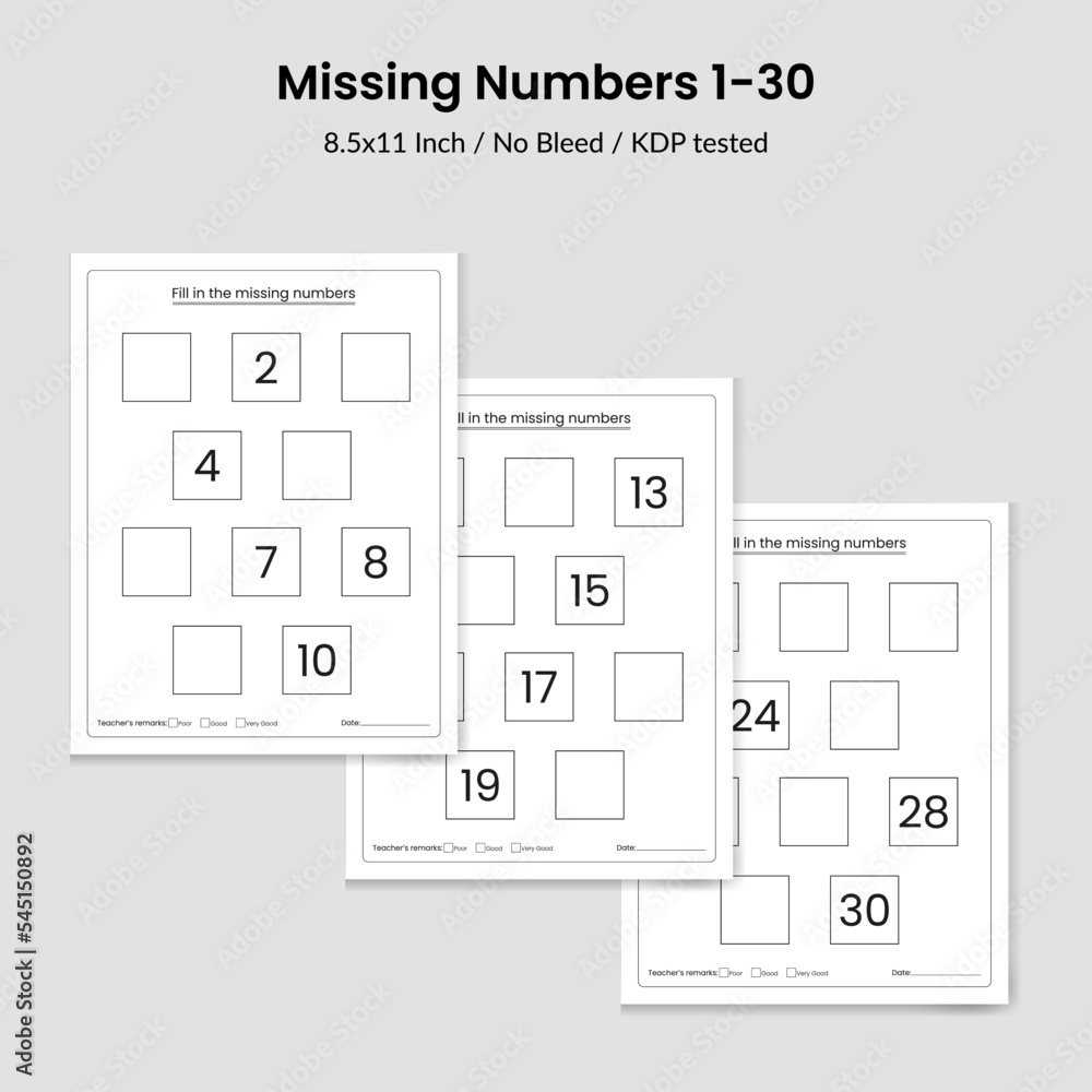 Stock-Vektorgrafik „Write the missing numbers 1-30.math education game ...