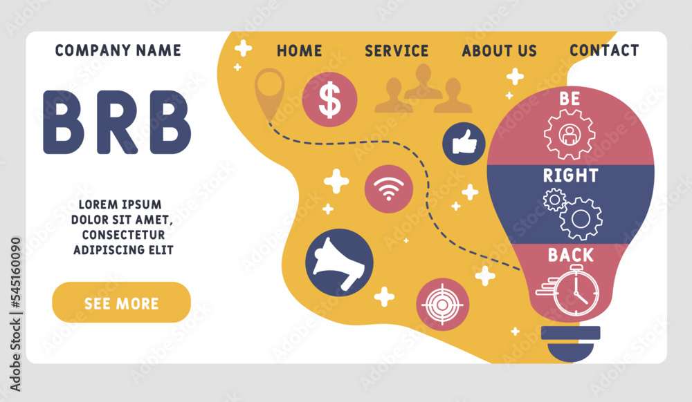 BRB, Be Right Back acronym. business concept background. vector ...