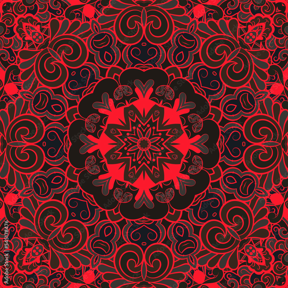 Seamless tile texture. Tracery mehndi design image. Dark toxic colors ...