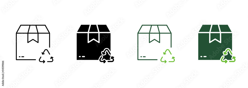 Recycle Box Package Silhouette and Line Icon. Reusable Organic ...
