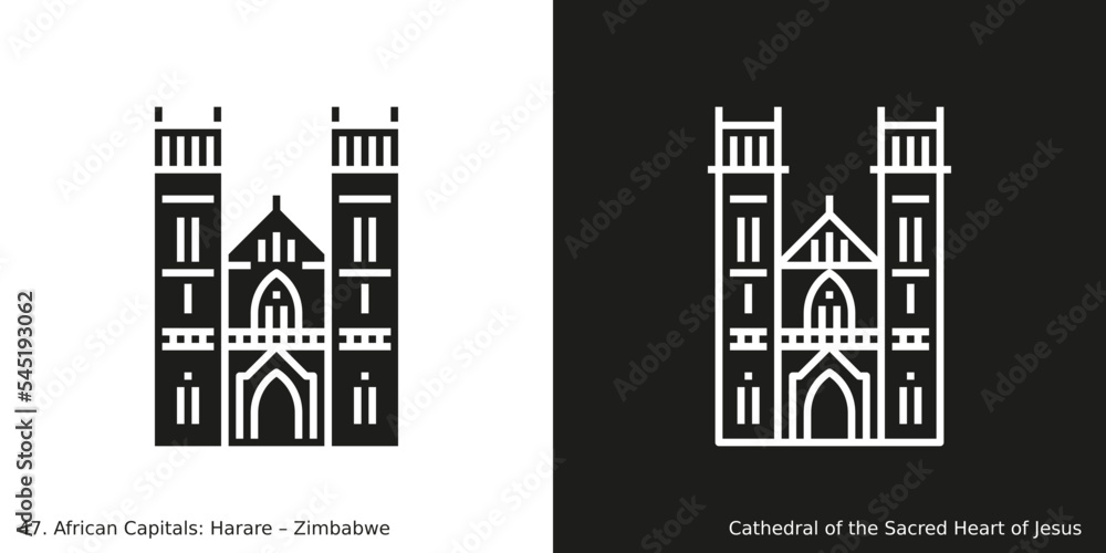 Cathedral of the Sacred Heart of Jesus Icon. Landmark building of ...